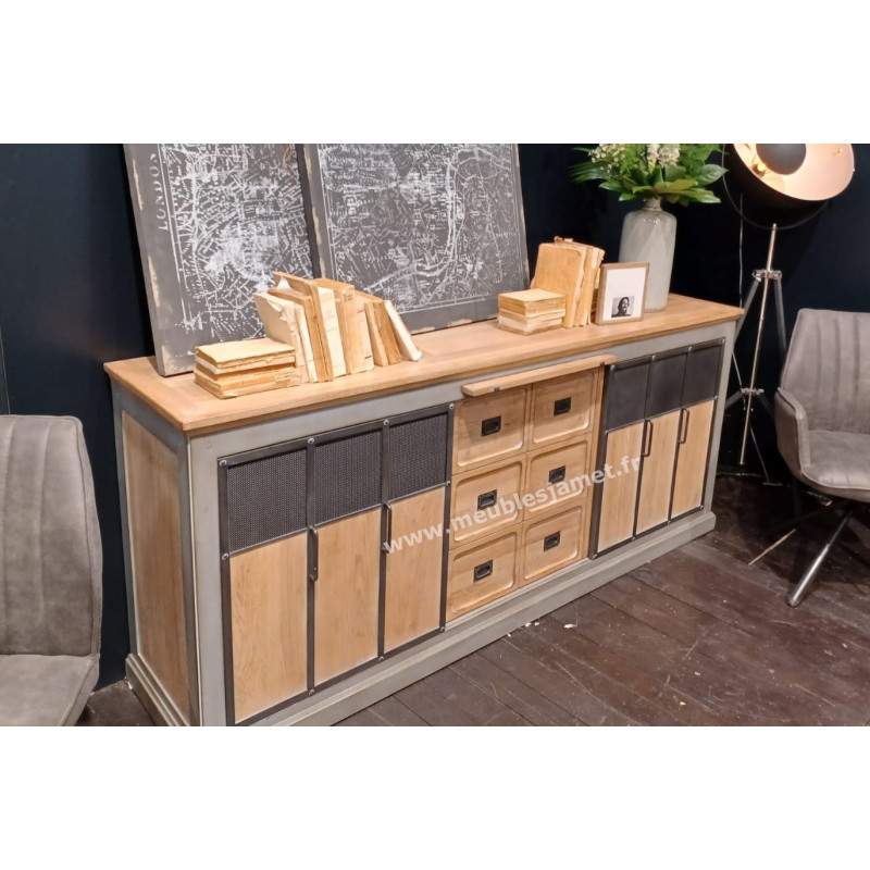 Meubles bas Style Industriel chêne et métal A EU33 GRIS